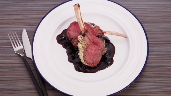 ROASTED VENISON RACK with BALSAMIC BLUEBERRY SAUCE Recipe! | Book Recipes