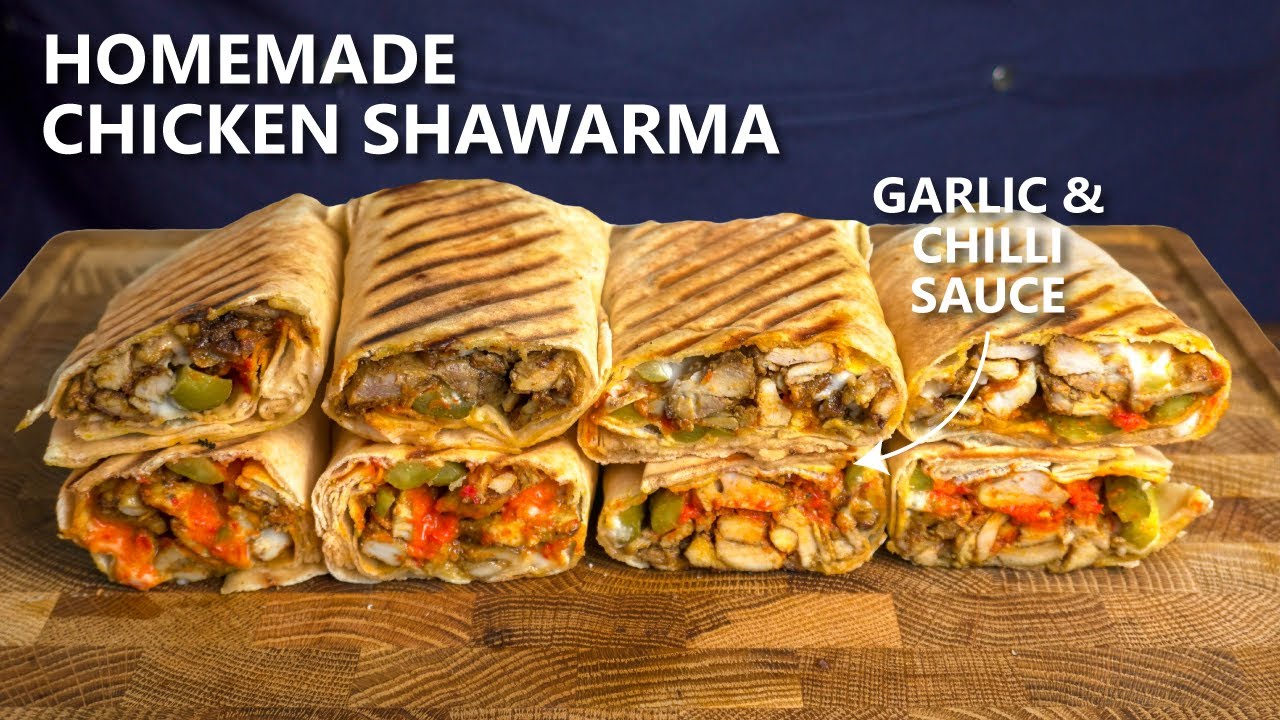 I made LEGIT CHICKEN SHAWARMA sandwiches at home and it was amazing ...