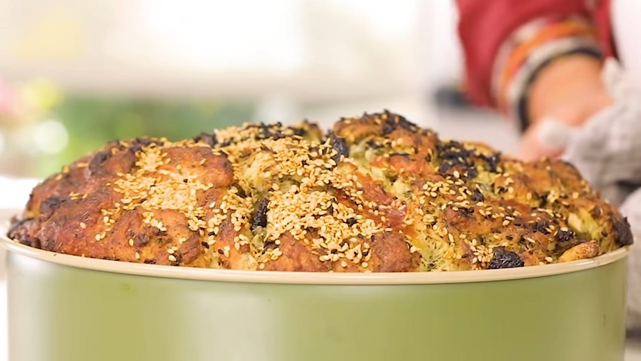 Savory Cake of Olives, Onion, Halloumi Cheese and Mint! | Book Recipes